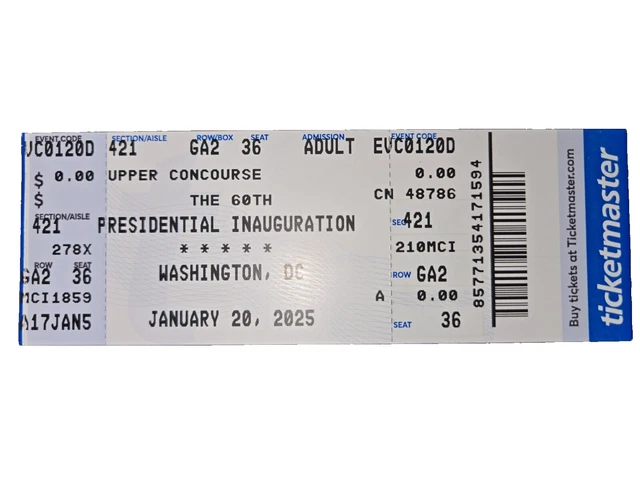 60TH INAUGURATION DONALD Trump JD Vance Inaugural Ticket Presidential £ ...