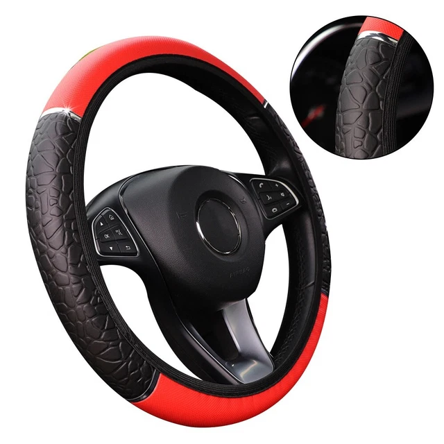 HOUSSE DE VOLANT voiture en cuir rouge coupe universelle 15 38 cm installation f EUR 9,58 ...