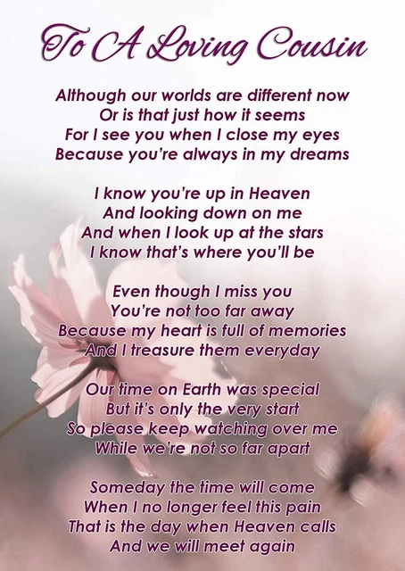 A LOVING COUSIN In Heaven Memorial Graveside Poem Card With Ground ...