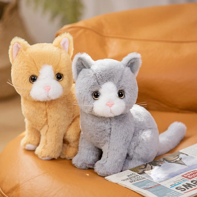 ANIMAL DOLLS KIDS Gifts Cute Realistic Cat Plush Lifelike Simulation ...