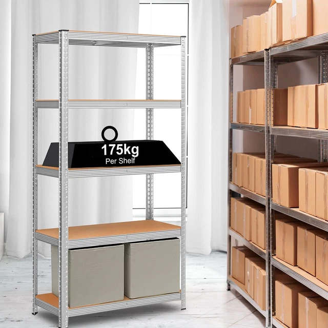 5 TIER RACKING Shelf Heavy Duty Garage Shelving Storage Shelves Unit ...