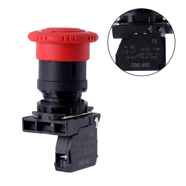 EMERGENCY LATCHING SWITCH Safety Stop Button Mushroom Emergency Stop ...