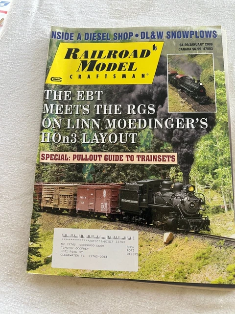 RAILROAD MODEL CRAFTSMAN Magazine January 2009 EBT RGS HOn3 Layout £7. ...