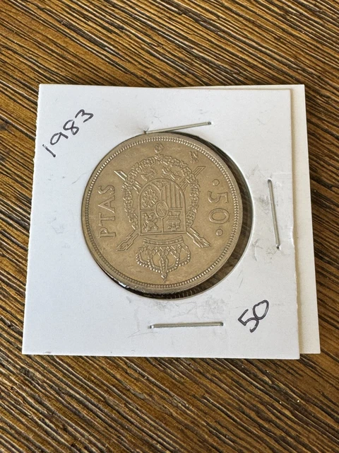 🌞1983 50 PTAS Coin Personal Coat Of Arms🌞 Of Juan Carlos Spanish Coin ...