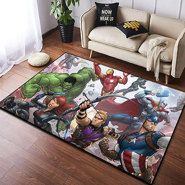 MARVEL AVENGERS COMICS Area Rug Living Room Bedroom Floor Mat Flannel ...