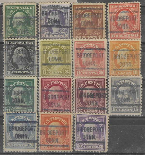 CONNECTICUT PRECANCELS, WASHINGTON-FRANKLINS, Bridgeport, Type 513, 15 ...