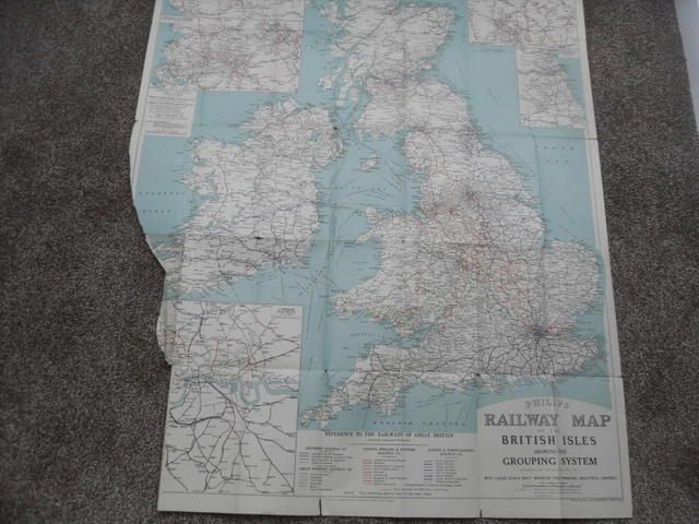 PHILIPS RAILWAY MAP of British Isles - Grouping System 1921 Railways ...