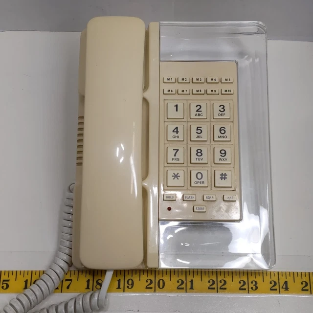 VINTAGE TELEPHONE PUSH Button Touch-Tone Beige Clear Desk Phone Corded ...