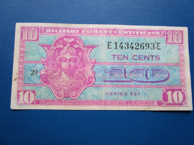 ORIGINAL GELDSCHEIN 10 Cent Note US Militär Zahlungsbescheinigung 1952 ...
