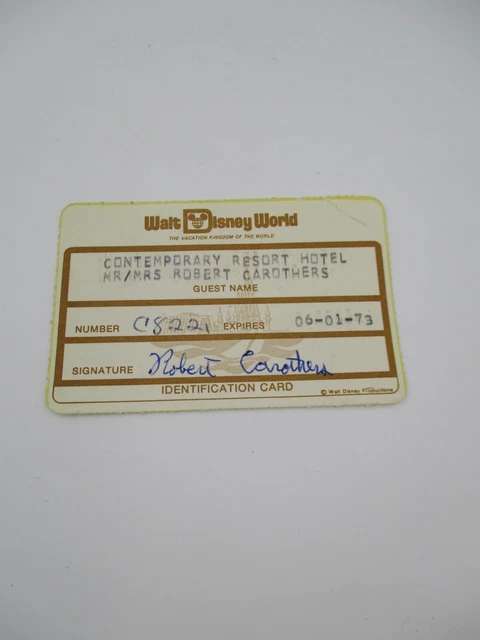 WALT DISNEY WORLD Disney's Contemporary Resort ID Identification Card ...