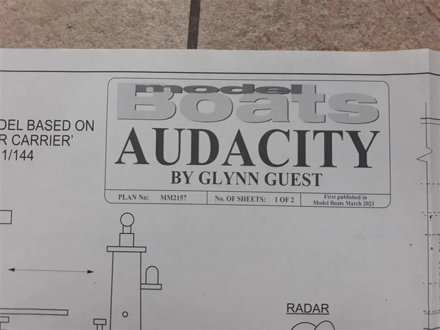 MODEL BOATS PLAN "Audacity" by Glynn Guest & Mag March 2021 Vol.71 ...