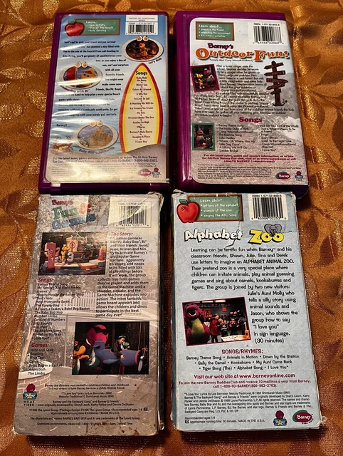 LOT OF 4 Vintage Barney VHS Barneys Beach Party Outdoor Fun Alphabet ...
