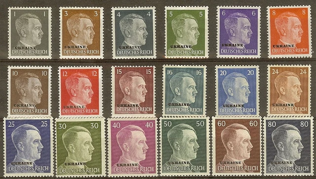 STAMP GERMANY UKRAINE Mi 1-18 Set 1941 WWII War 3rd Reich Hitler ...