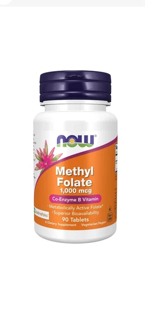 NOW FOODS METHYL Folate 1,000mcg 90 Tablets, Co-Enzyme Vitamin B ...