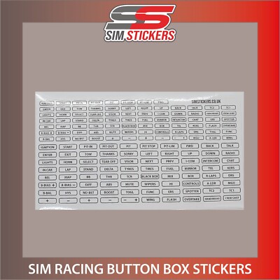 WHITE BORDER STICKERS for Car Sim Racing Button Box/Wheel iRacing/AC ...