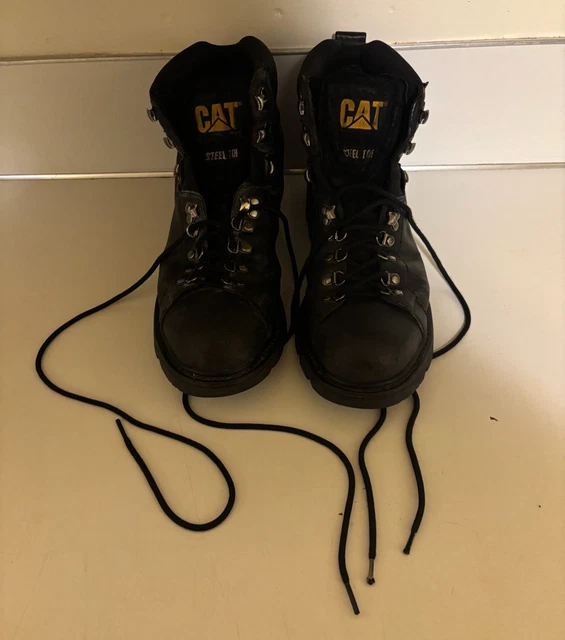 CAT MENS SIZE 10.5 Black Steel Toe Work Boots USED £12.47 - PicClick UK