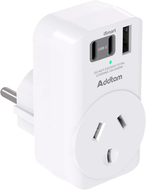 EUROPE TRAVEL ADAPTOR, International Power Plug with 3 USB(2 USB C 1 ...