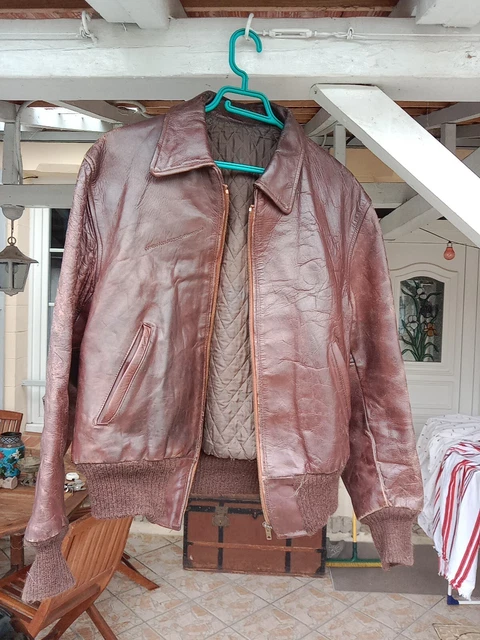 ANCIEN BLOUSON EN Cuir Années 50 Horsehide Cuir De Cheval EUR 50,00 ...