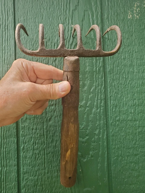 IRON CLAM CRAB hand rake antique old beachcomber tool seafood seashore ...