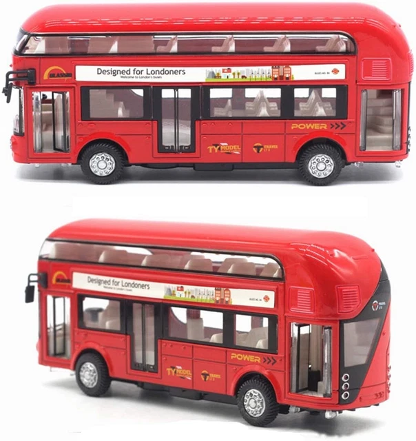 LONDON NEW DOUBLE-DECKER Bus Diecast Model Toy With Pull Back Action ...