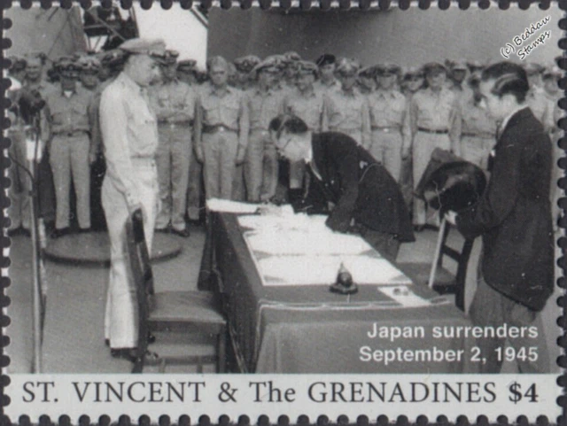 WWII 1945 JAPAN SURRENDER on USS Missouri Warship Stamp (2017 St ...