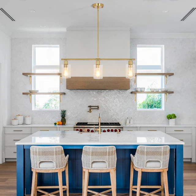 GOLD CHANDELIER MODERN Kitchen Island Pendant Lighting Fixture Ceiling ...