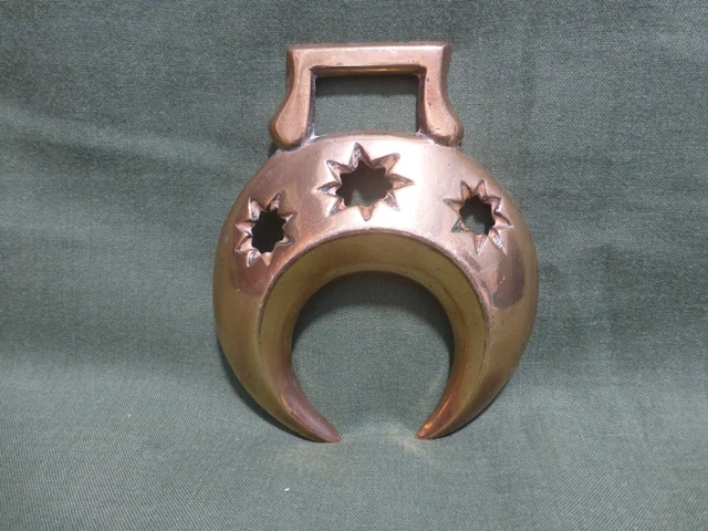 RARE VINTAGE HORSE Brass Inverted Crescent Moon with 3 Stars £149.99 ...