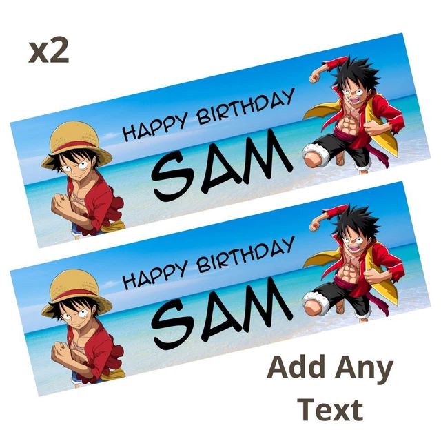 2 X PERSONALISED ONE PIECE LUFFY Birthday Banners LARGE Kids Party ...