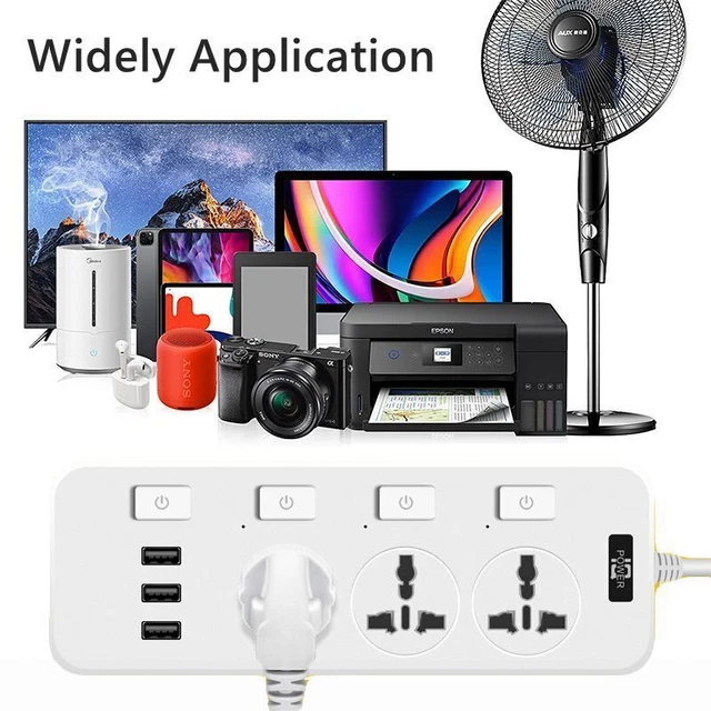 NEW MULTI PLUG Power Board 3 USB Port Universal Socket Extension ...