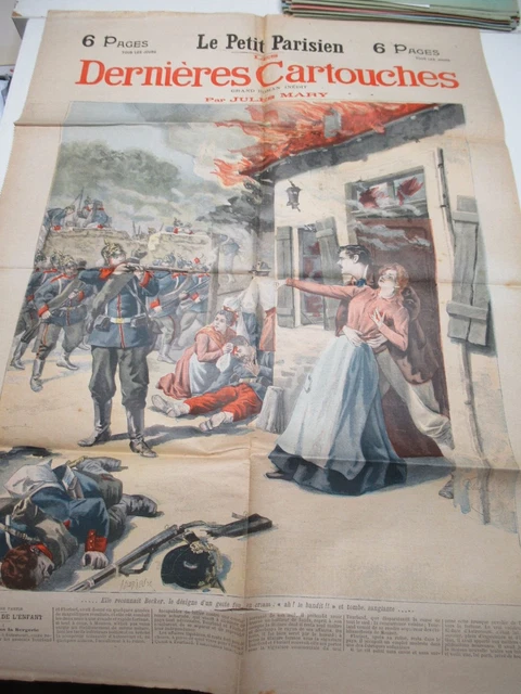 RARE AFFICHE &DERNIERES CARTOUCHES" ROMAN par JULES MARY 1902 PETIT ...