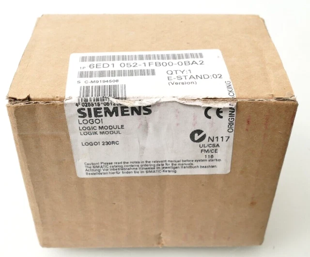 SIEMENS LOGO! 6ED1 052-1FB00-0BA2 | 6ED1052-1FB00-0BA2 | E:02 $310.01 ...