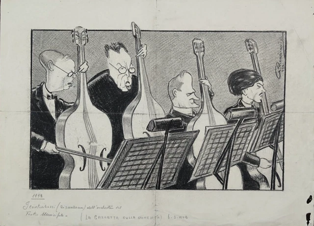 GIOVANNI REGGIANINI (1882-1942) DIPINTO DISEGNO SATIRICO " I ...