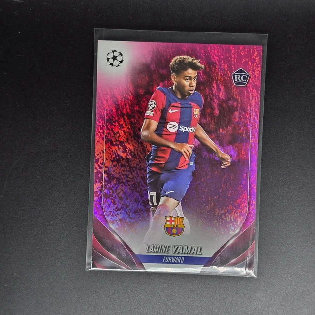 TOPPS FLAGSHIP UCC 2024 Lamine Yamal Barcelona Pink Sparkle Parallel ...