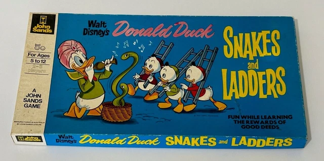 VINTAGE JOHN SANDS Walt Disney's Donald Duck Snakes and Ladders Board ...