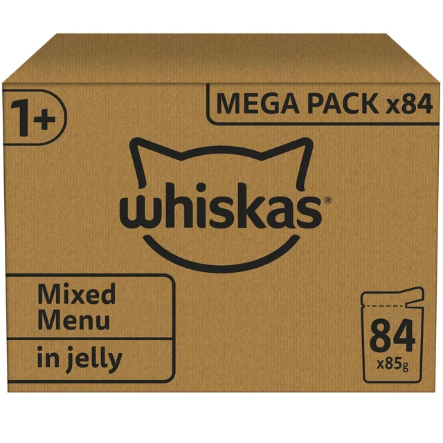 WHISKAS 1 PLUS Adult Mixed Selection in Jelly 84 Pouches, Adult Wet Cat ...