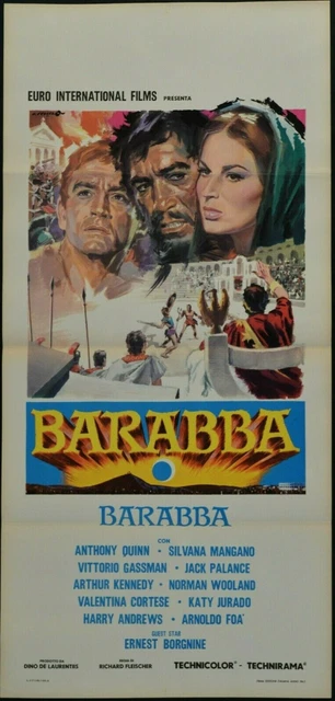 LOCANDINA BARABBA ANTHONY QUINN SILVANA MANGANO VITTORIO GASSMAN FLEISCHER EUR 14,80 - PicClick IT