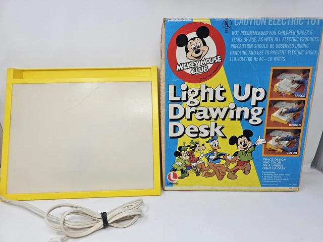 VINTAGE WALT DISNEY Mickey Mouse Club Light Box Up Drawing Desk w/ Box ...