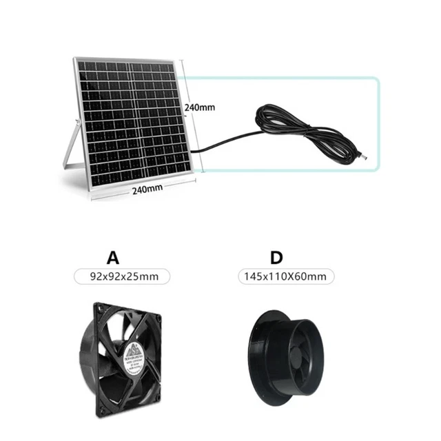 12V HIGH SPEED Ventilation Fan Solar Panel Suitable For Humidity ...