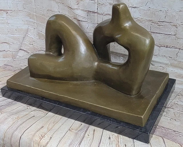 EUROPEAN 100% SOLID Bronze Sculpture Henry Moore Reclining Figurine ...