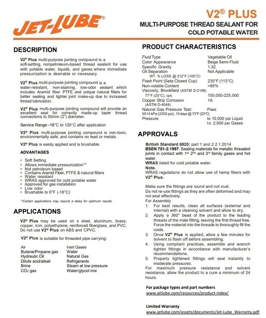 PK-1-2 JET-LUBE V2 Plus Jointing Sealant Compound 236 ml With Brush in ...