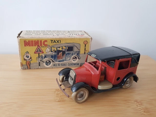 VINTAGE PRE-WAR TRIANG Minic Taxi Car 39M Clockwork Windup Tin Toy-RARE ...