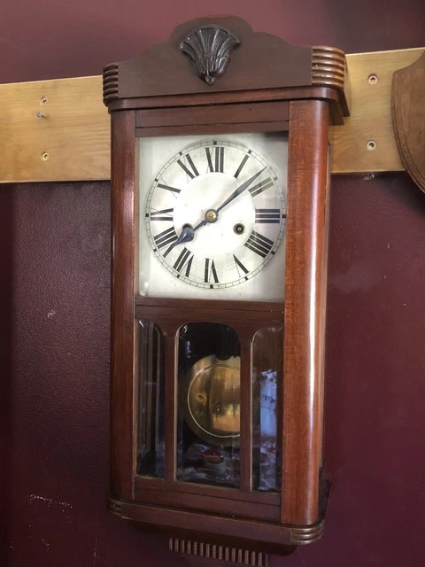 ANTIQUE HAC WOODEN Cased Chiming Wall Clock £42.31 - PicClick UK