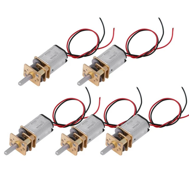5PACK DC 5V 60RPM N20 Micro Gear Motor Slow Speed Full Metal Gearbox ...