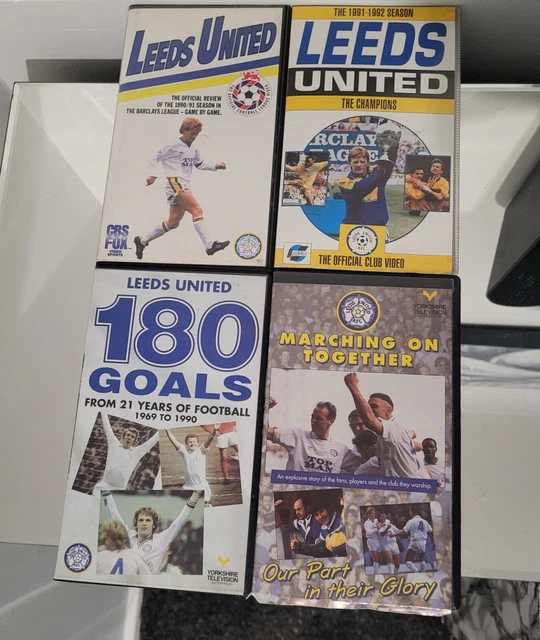 SET OF 4 vhs leeds united football club mot 180 goals 90 - 91 the ...