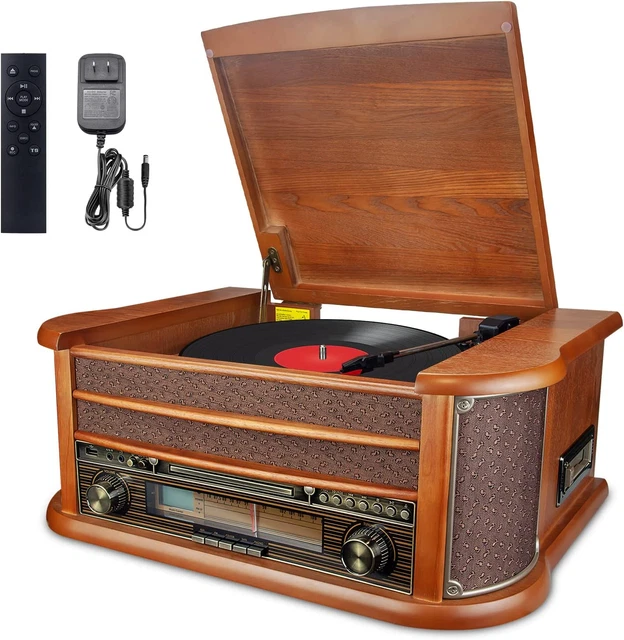 RECORD PLAYER VINYL Turntable Stereo Bookshelf Speakers, Vintage Hi-Fi ...