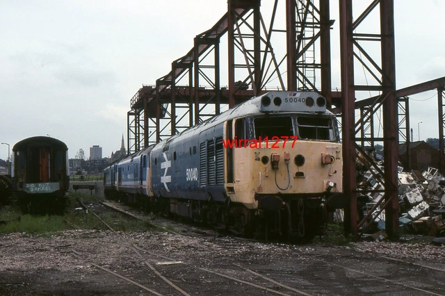 ORIGINAL RAILWAY SLIDE Class 50 50040 at Booth's, Rotherham 02.08.91 £6 ...