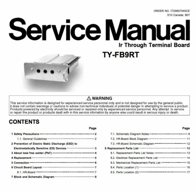 PANASONIC TY-TB10AV, TY-TB10AVC Schematic Diagram Service Manual ...