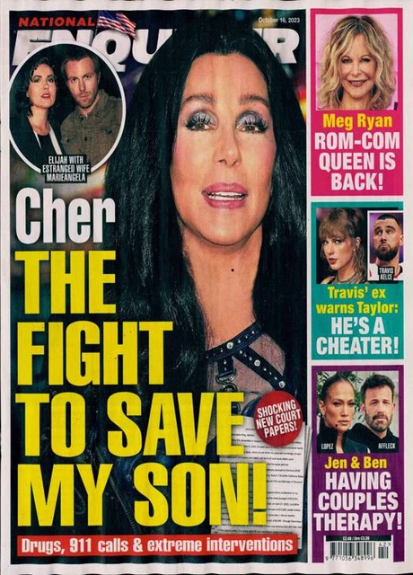 NATIONAL ENQUIRER MAGAZINE CHER MEG RYAN JENNIFER LOPEZ 16 October 2023 ...