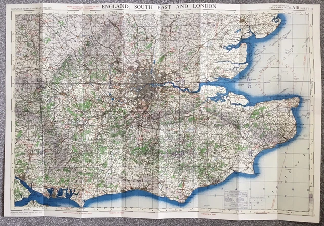 RAF PILOT’S WW2 Map Of South-East England Dated 1942 Excellent ...