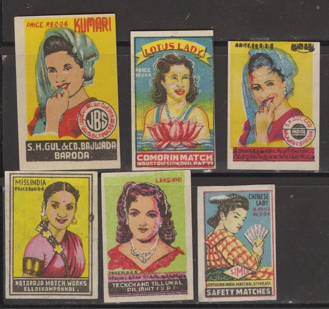 MATCHBOX LABELS INDIA-WOMEN portrait x6 different- ** £4.70 - PicClick UK